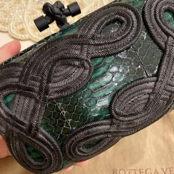 Bottega Veneta | Bags | Bottega Veneta Python Embroidered Knot Clutch ...